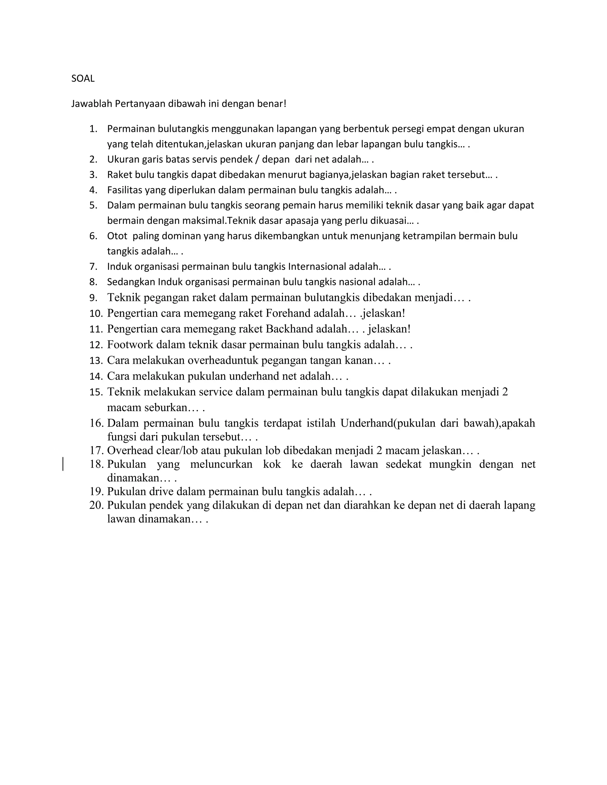Teknik dasar bulu tangkis | PDF