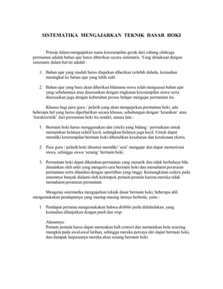 Teknik Kemahiran Asas Hoki | PDF