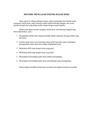 Teknik Kemahiran Asas Hoki | PDF