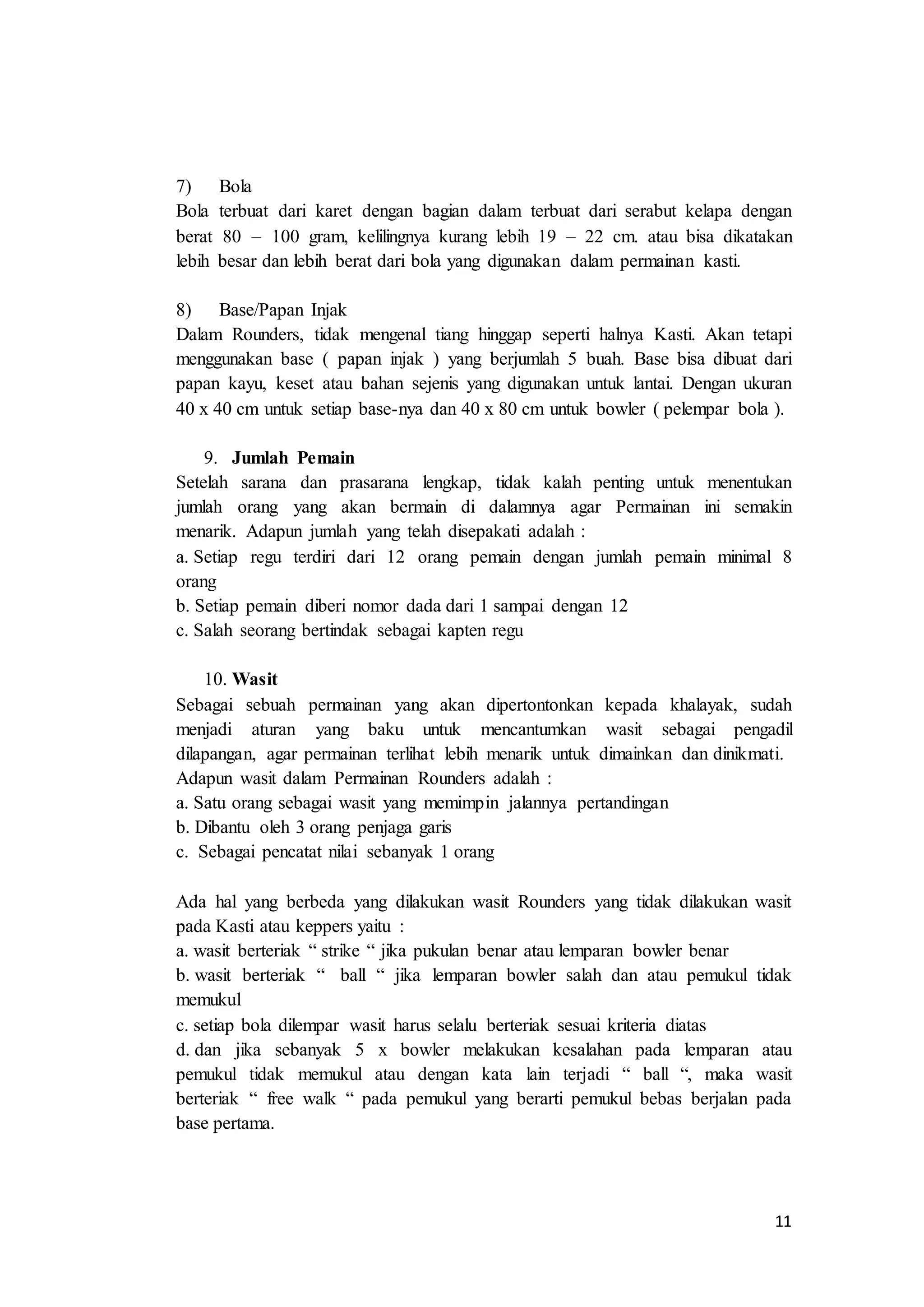 Teknik dasar permainan rounders | DOCX
