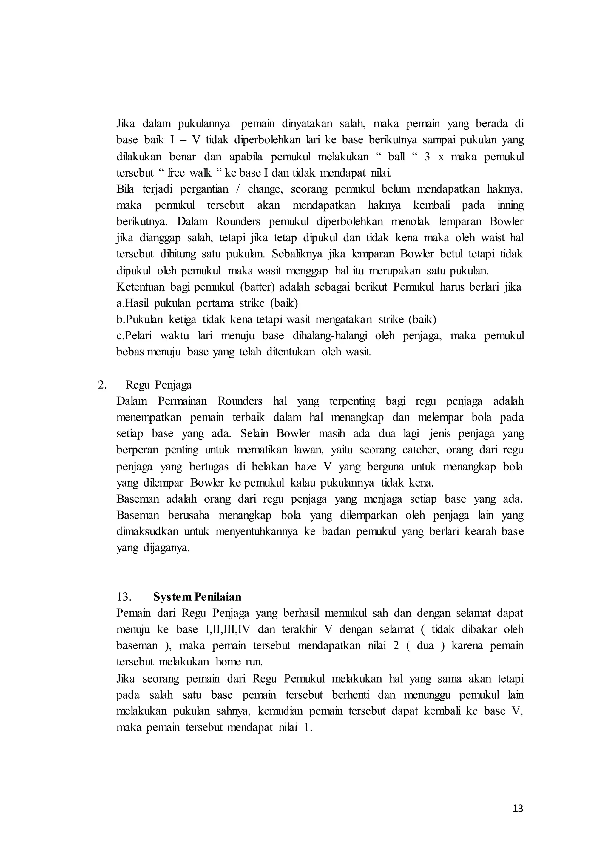 Teknik dasar permainan rounders | DOCX