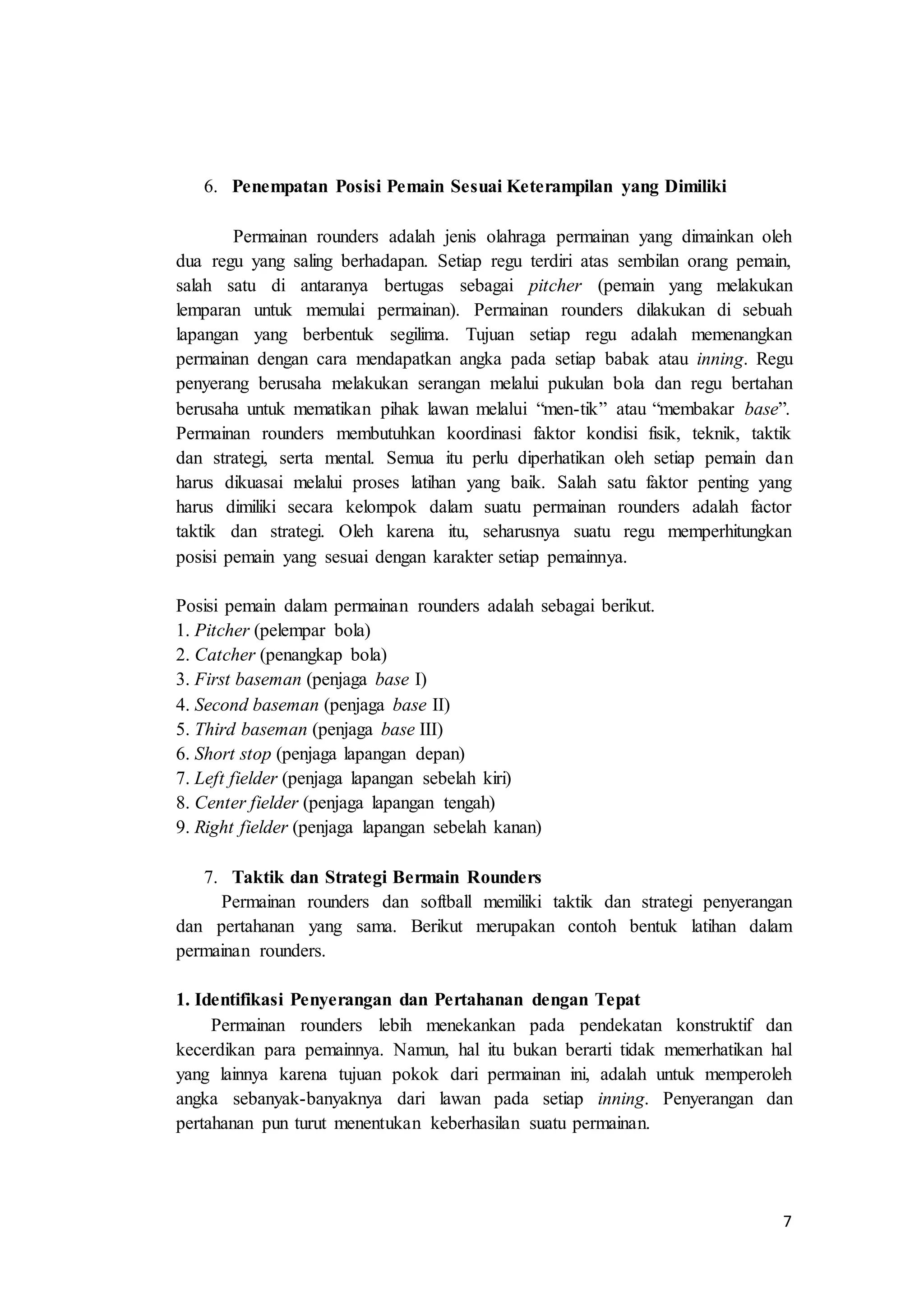 Teknik dasar permainan rounders | DOCX