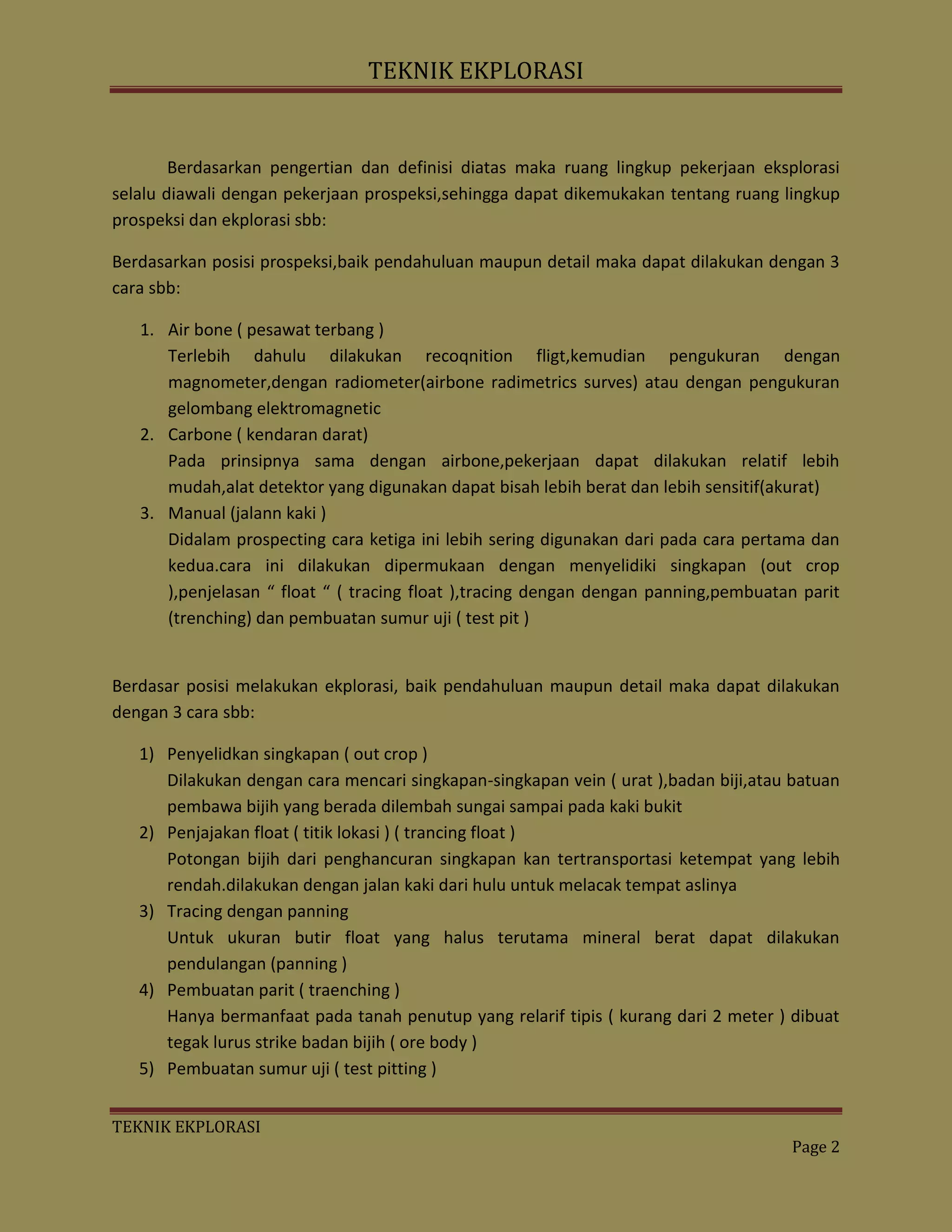 Teknik ekplorasi | DOCX