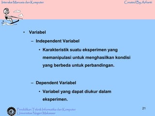 Teknik evaluasi (interaksi manusia komputer) stth harapan | PPTX