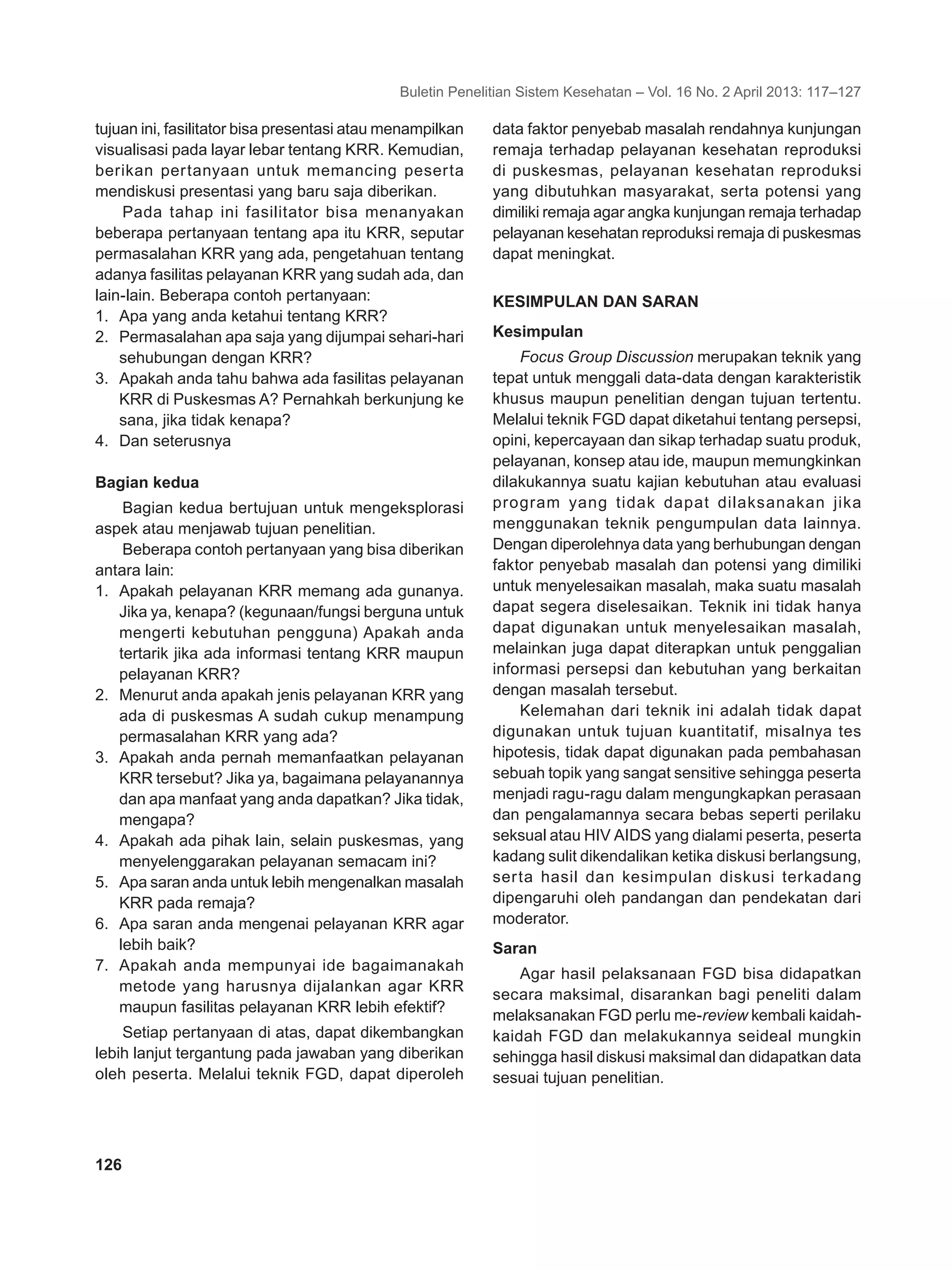 Teknik focus group discussion | PDF