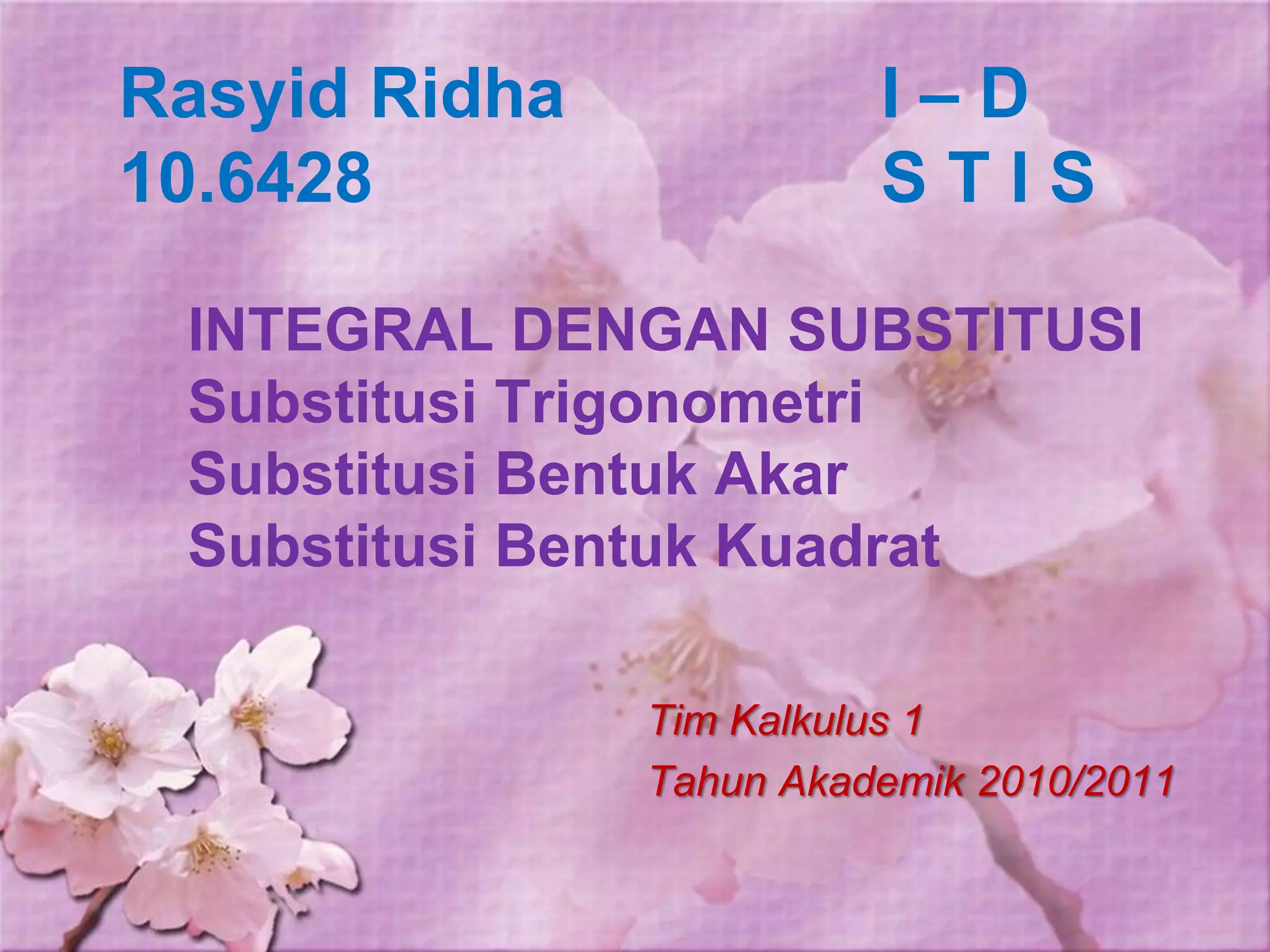 Integrasi-Substitusi | PPT