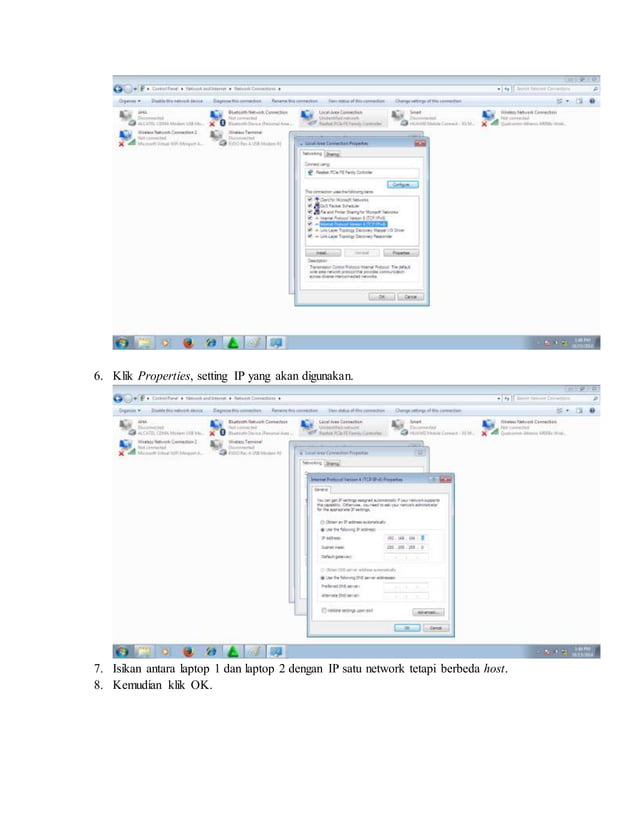 Teknik jaringan dan komputer proses sharing data menggunakan kabel cross over | PDF