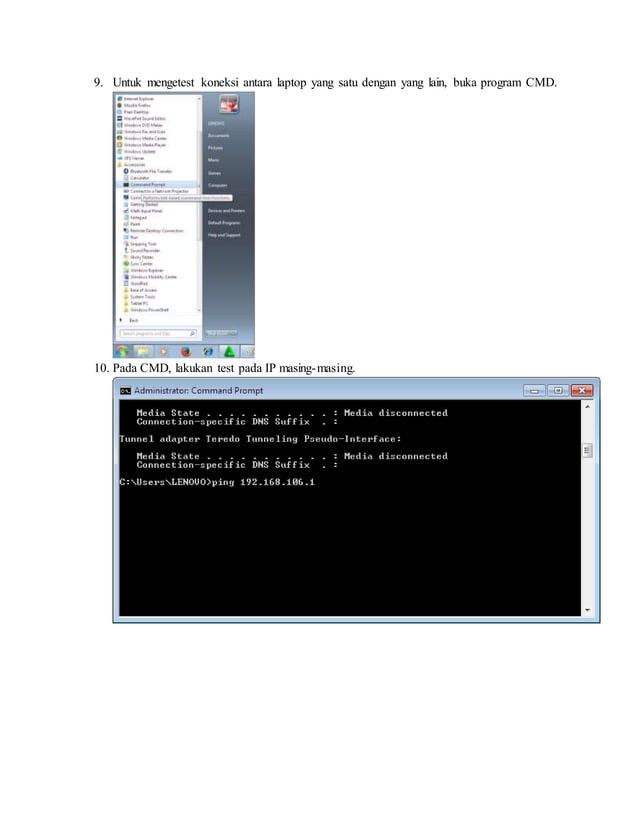 Teknik jaringan dan komputer proses sharing data menggunakan kabel cross over | PDF