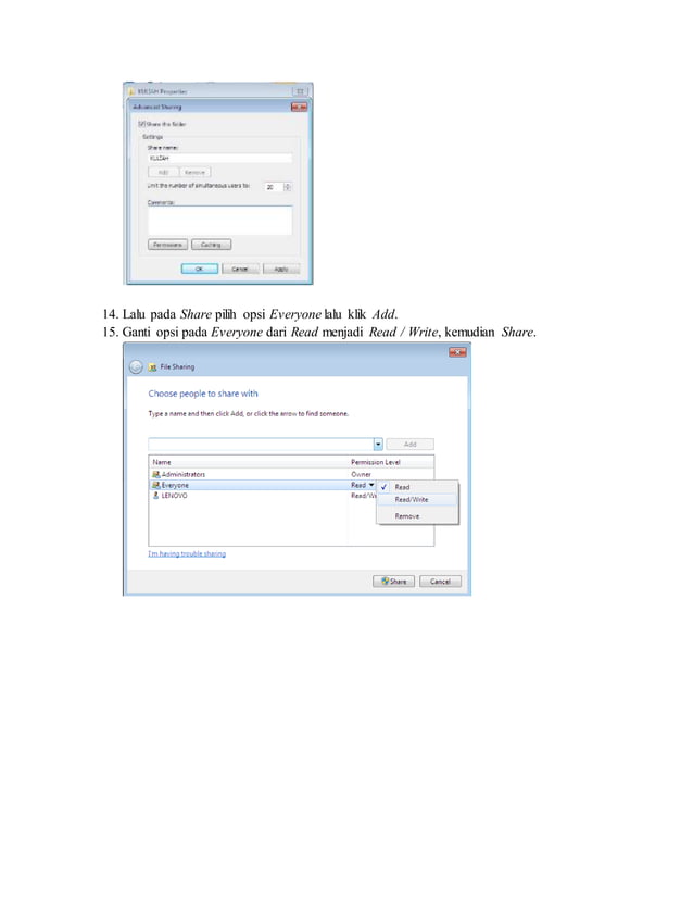 Teknik jaringan dan komputer proses sharing data menggunakan kabel cross over | PDF