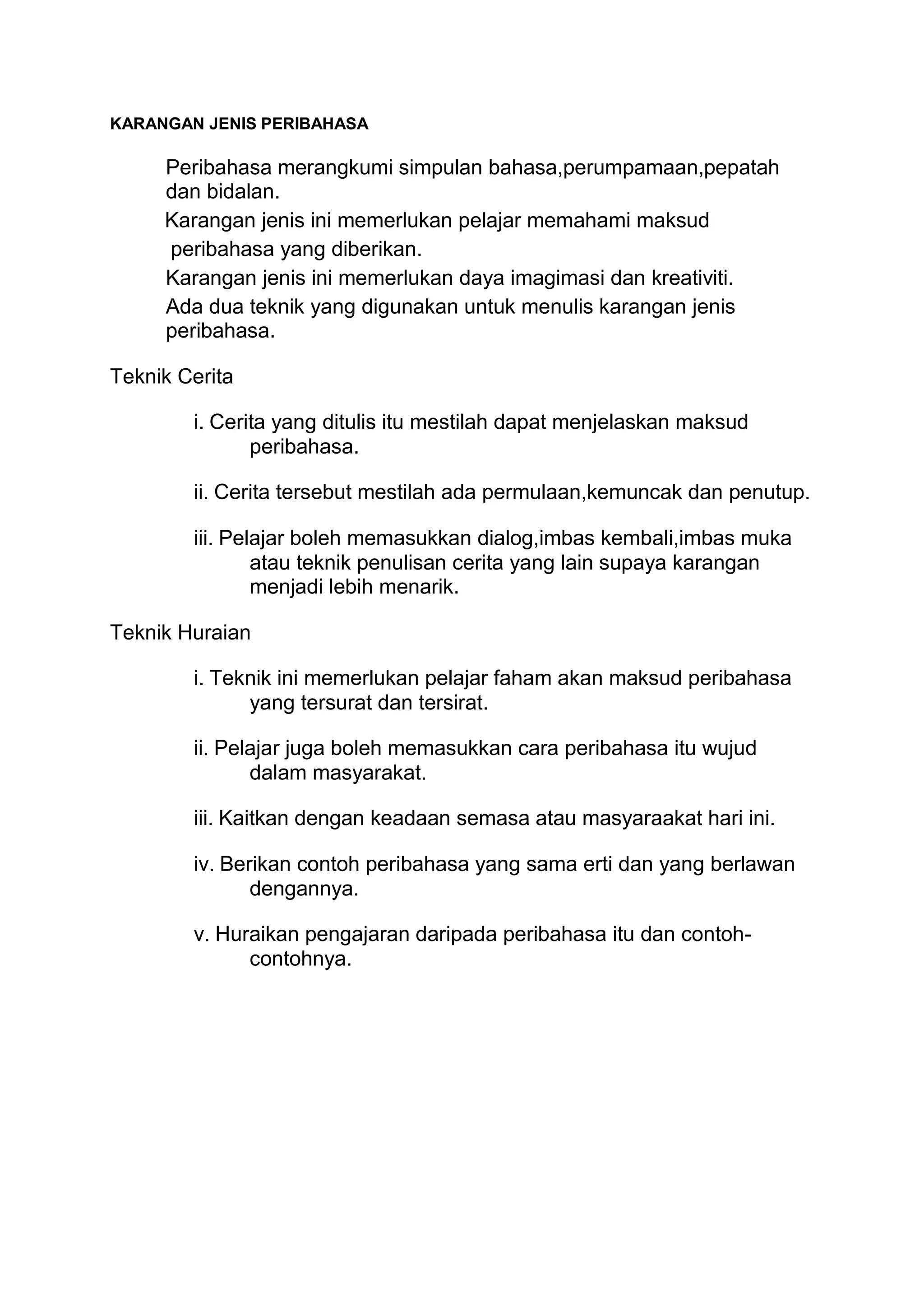 Teknik karangan jenis peribahasa | DOCX