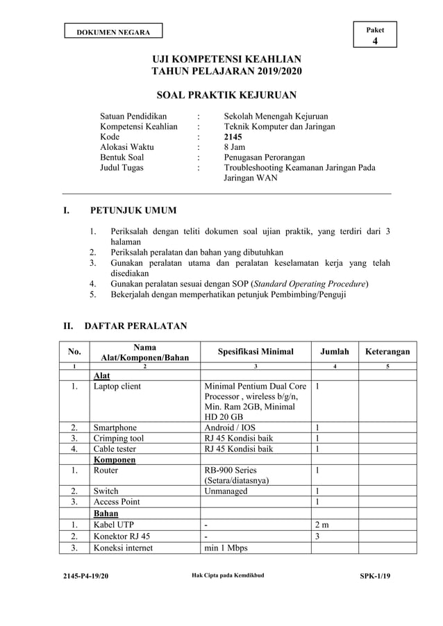Pembahasan UKK TKJ paket 4 tahun 2020 | PDF