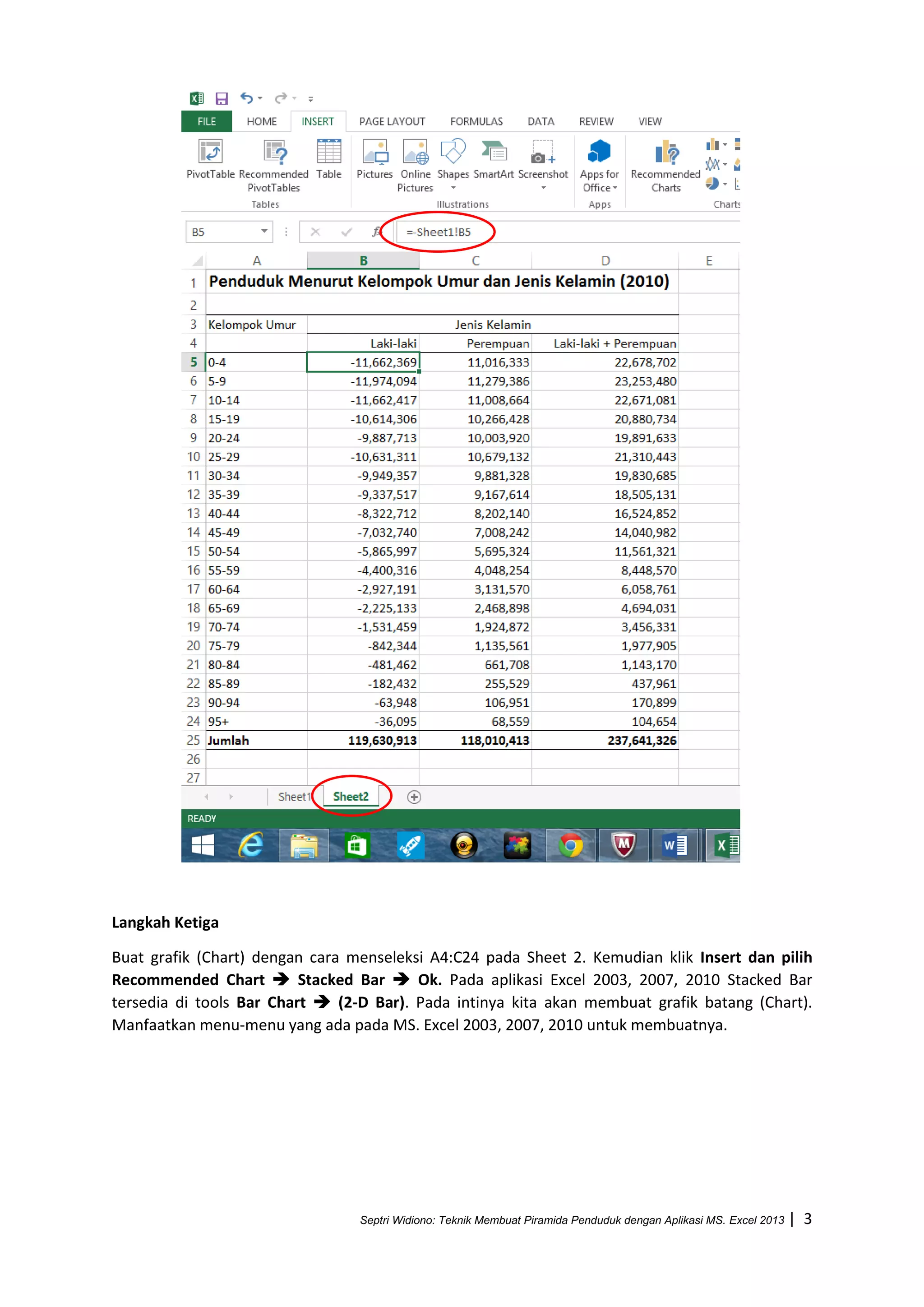 Teknik membuat piramida penduduk dengan excel | PDF