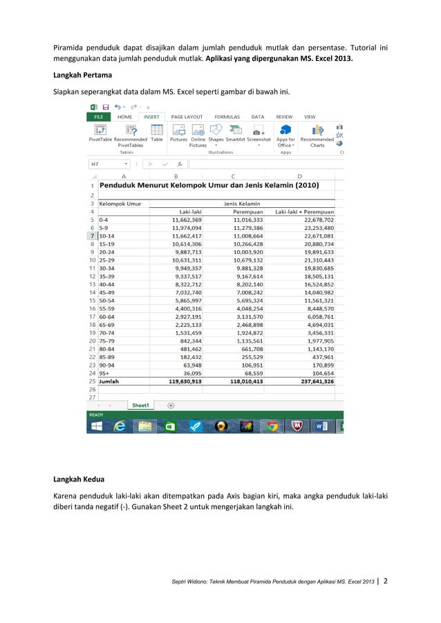 Teknik membuat piramida penduduk dengan excel | PDF
