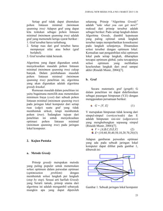 TEKNIK MENENTUKAN LINTASAN TERPENDEK PADA JARINGAN LOKAL KOMPUTER MENGGUNAKAN ALGORITMA KRUSKAL ...