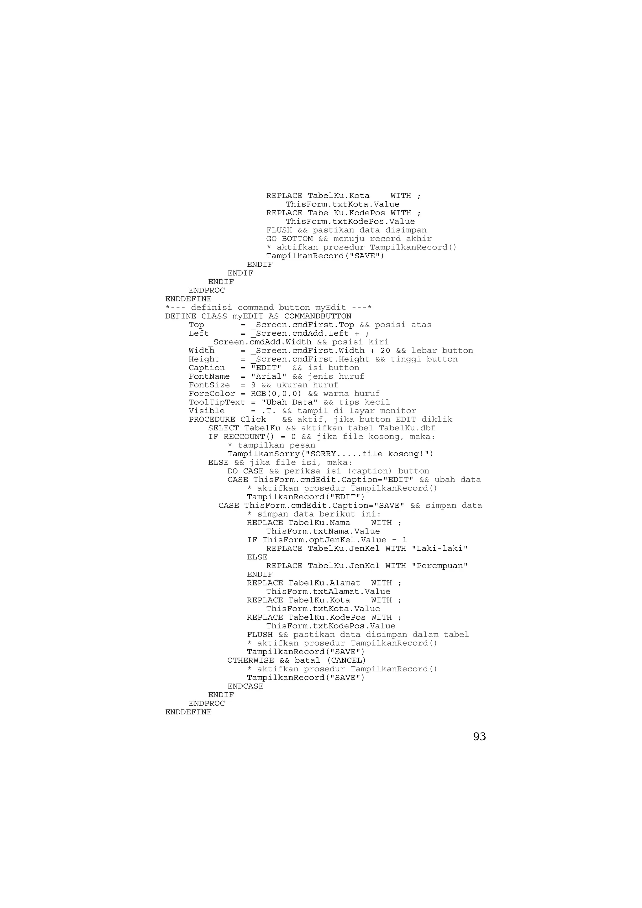 Teknik merancang program aplikasi (code) pada visual fox pro | PDF