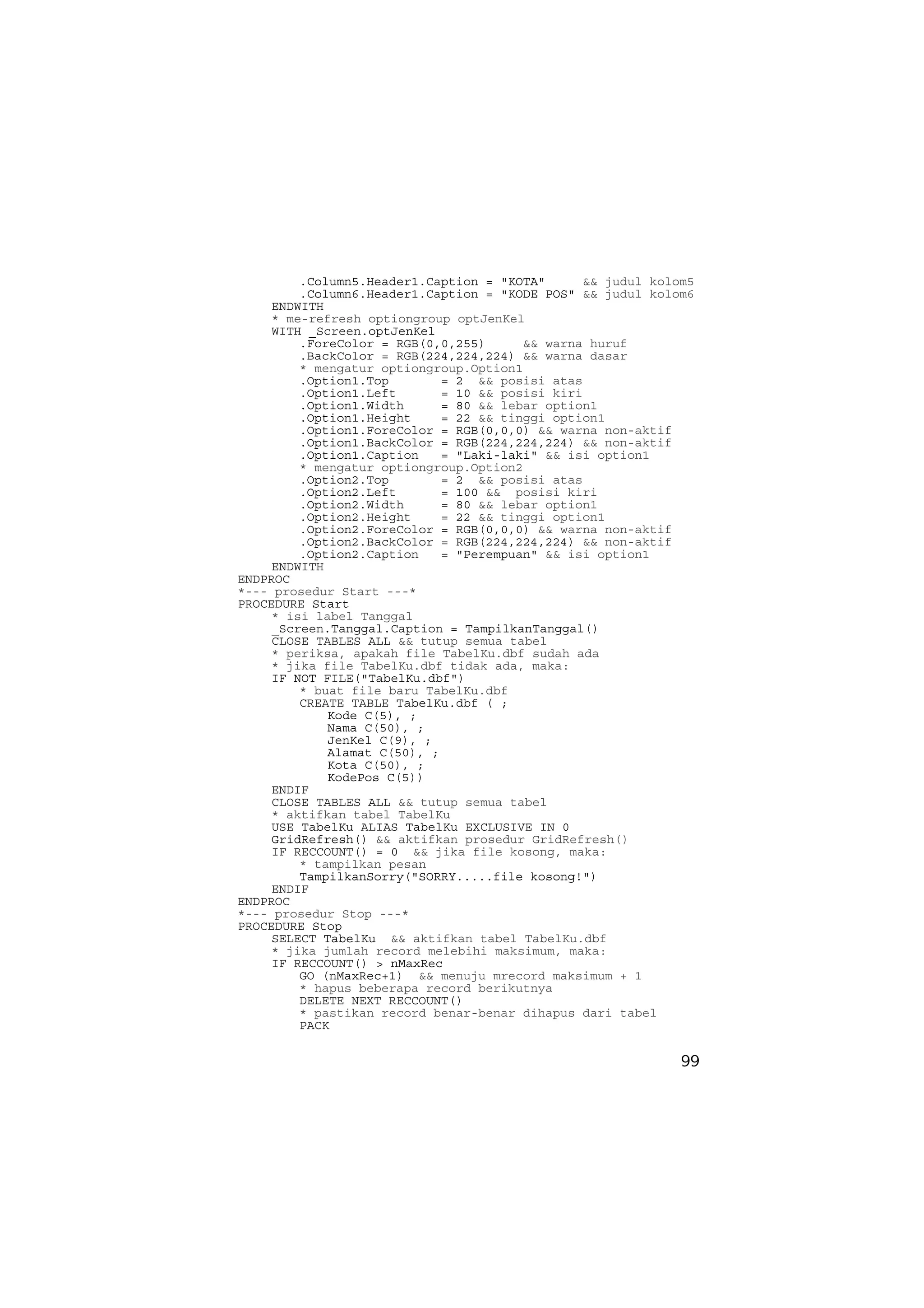 Teknik merancang program aplikasi (code) pada visual fox pro | PDF