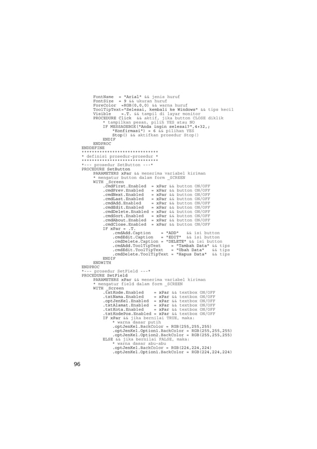 Teknik merancang program aplikasi (code) pada visual fox pro | PDF