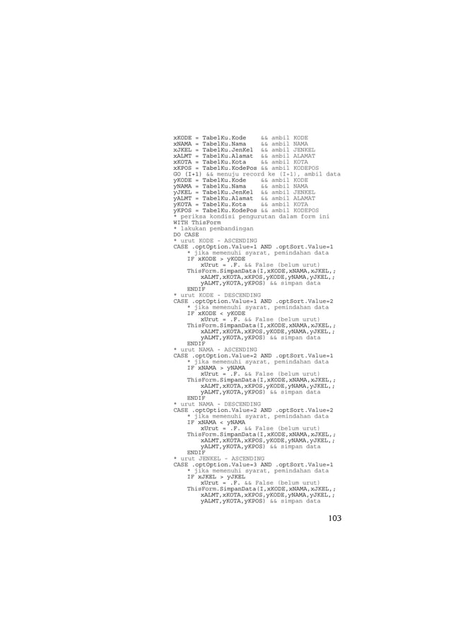 Teknik merancang program aplikasi (code) pada visual fox pro | PDF