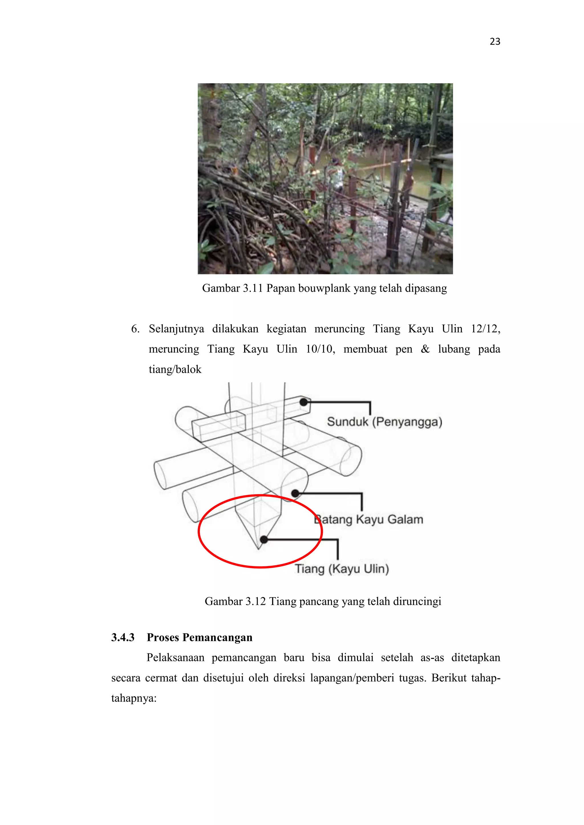 TEKNIK PEMASANGAN TIANG PANCANG ULIN MENARA PENGAWAS MANGROVE DI ...