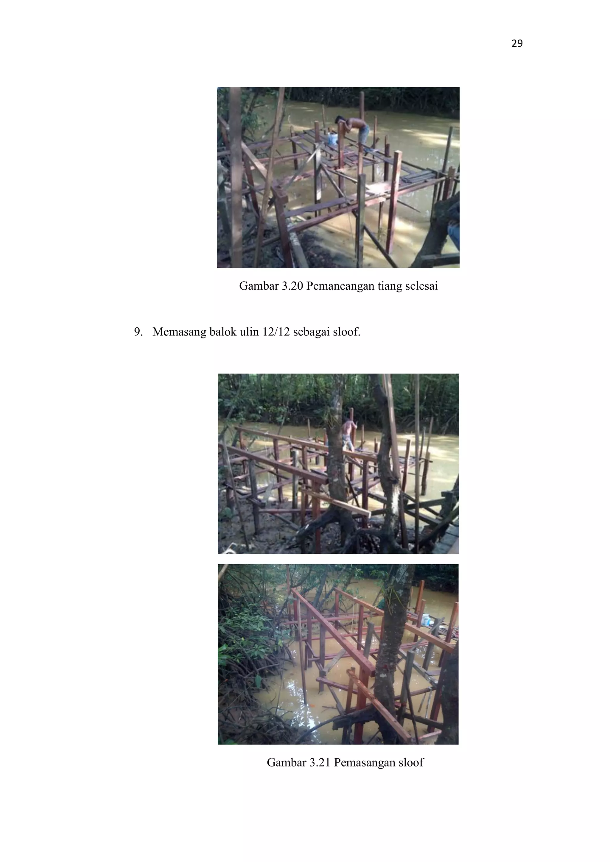 TEKNIK PEMASANGAN TIANG PANCANG ULIN MENARA PENGAWAS MANGROVE DI MANGROVE CENTER BALIKPAPAN | PDF