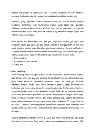 Teknik pelapisan dengan metode arc metal inert gas | DOCX
