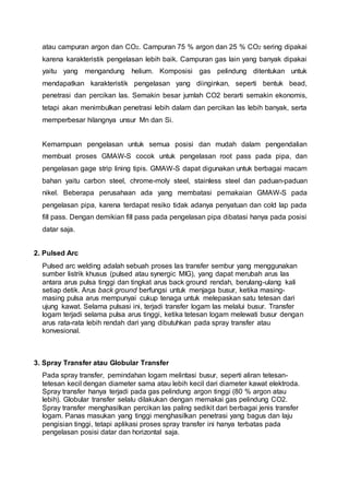 Teknik pelapisan dengan metode arc metal inert gas | DOCX