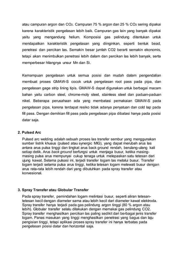 Teknik pelapisan dengan metode arc metal inert gas | DOCX