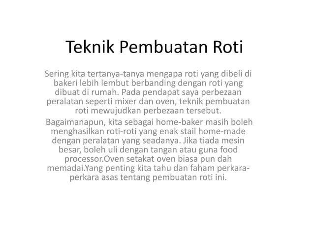 Teknik pembuatan roti | PPTX