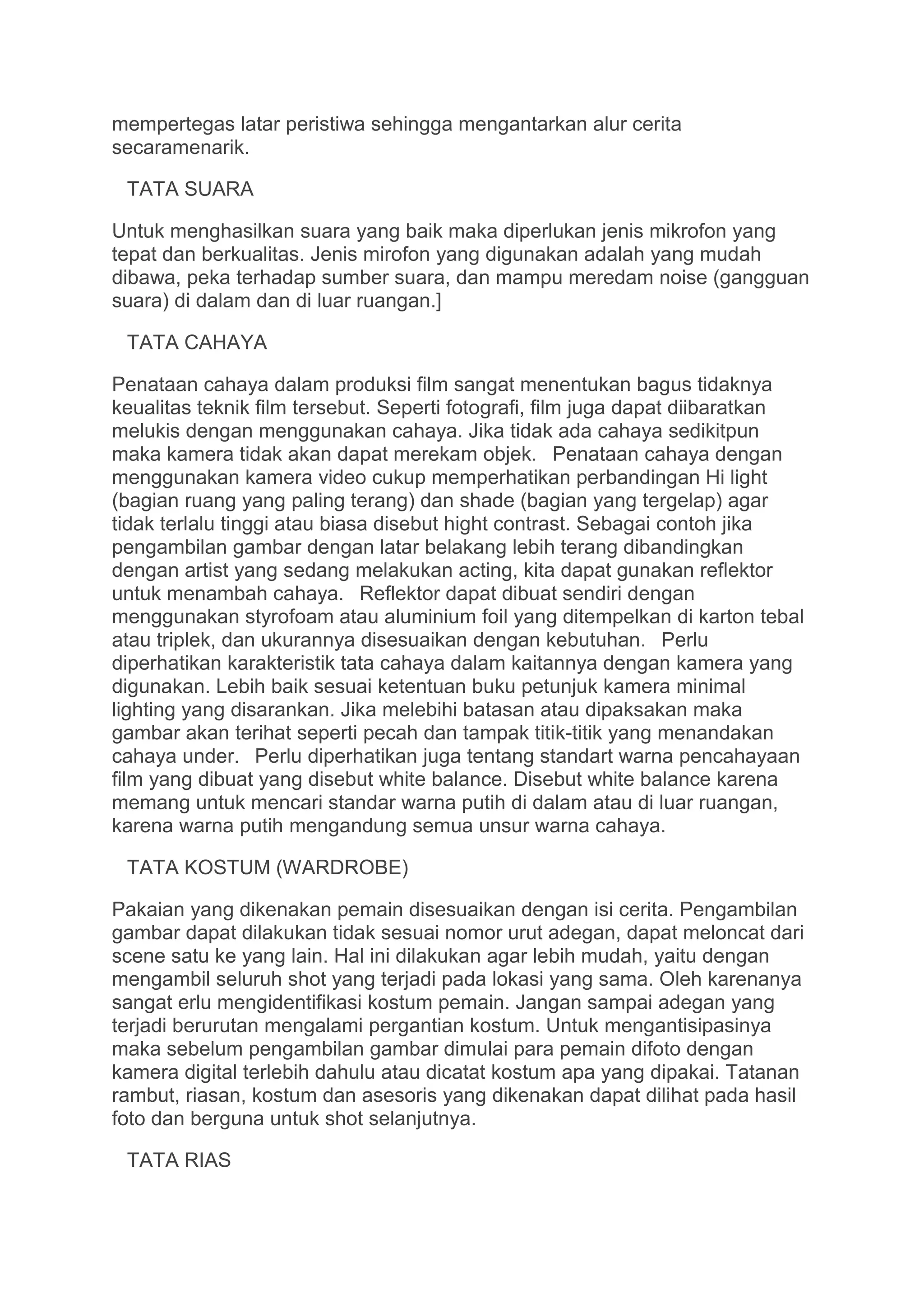 Teknik pengambilan gambar | DOCX