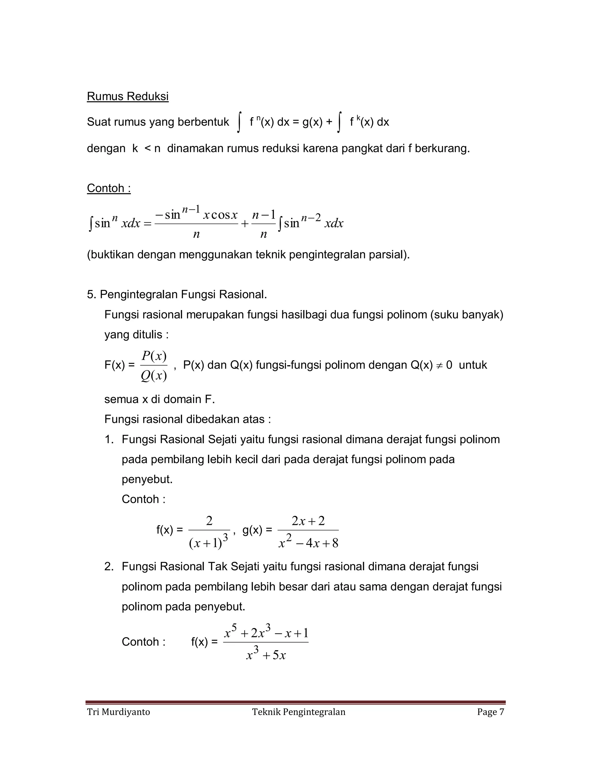Teknik pengintegralan | PDF