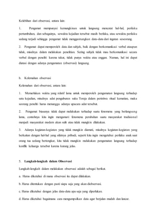 Teknik pengumpulan data melalui metode observasi | DOCX
