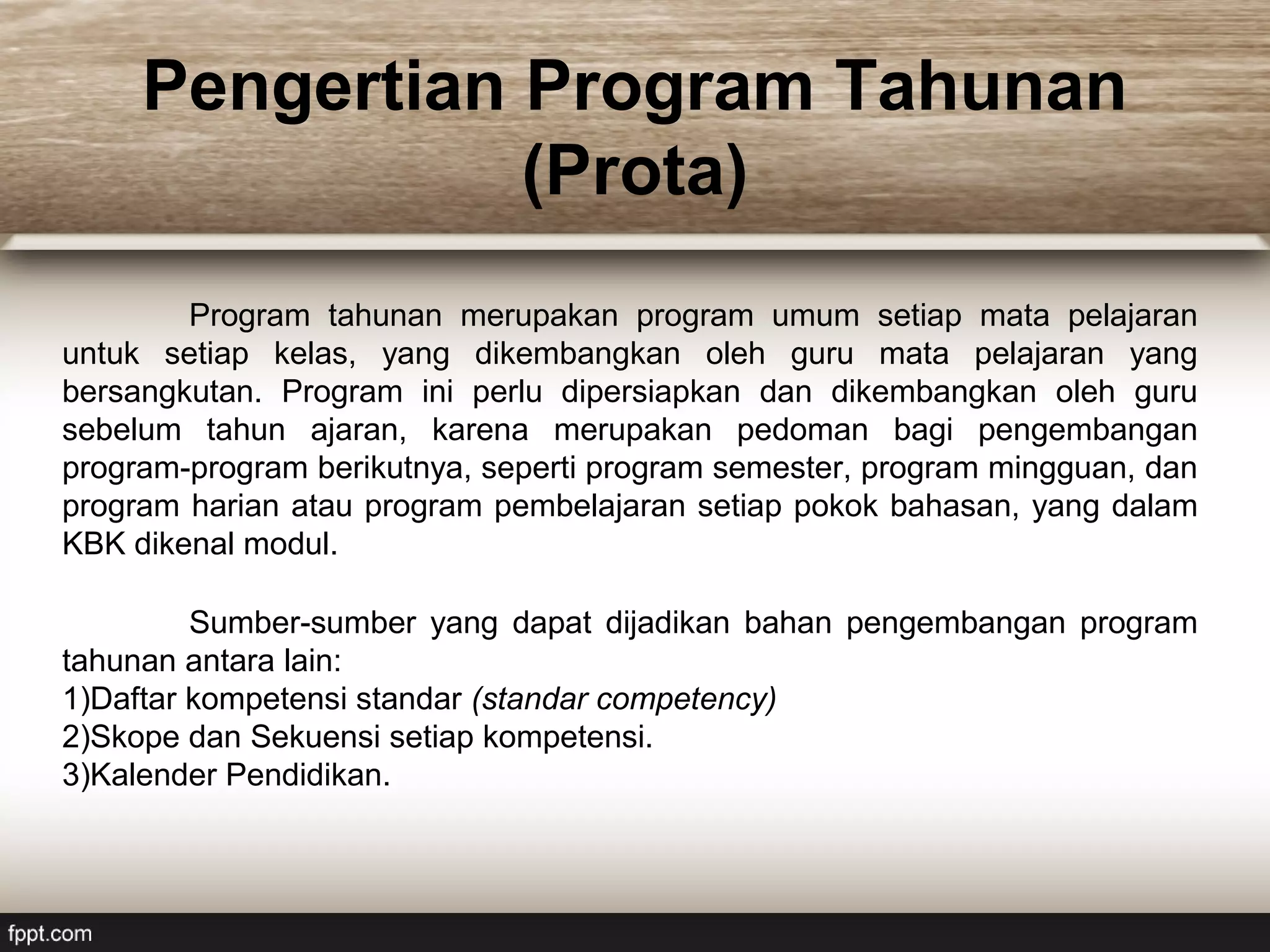 Teknik penyusunan prota dan promes | PPT