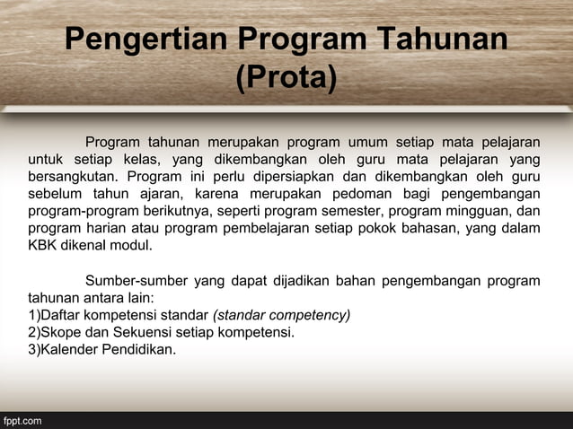 Teknik penyusunan prota dan promes | PPT