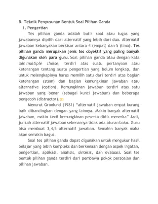 Teknik penyusunan soal pilihan ganda | DOC