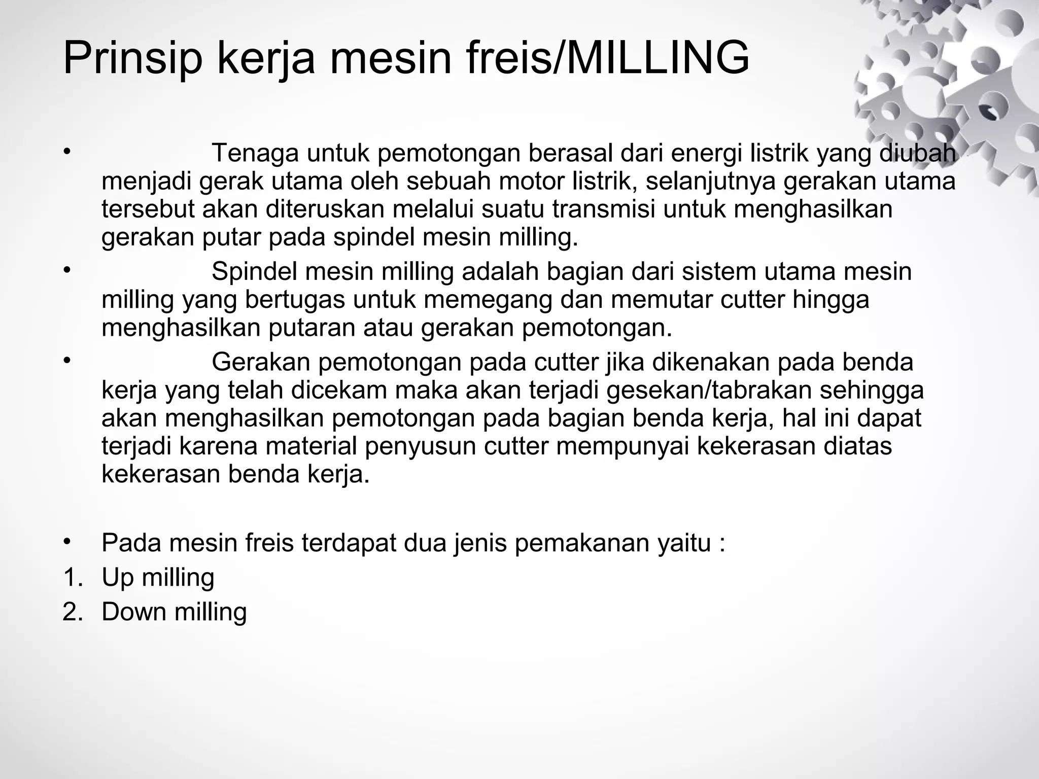 Teknik Perawatan Mesin Milling | PPT
