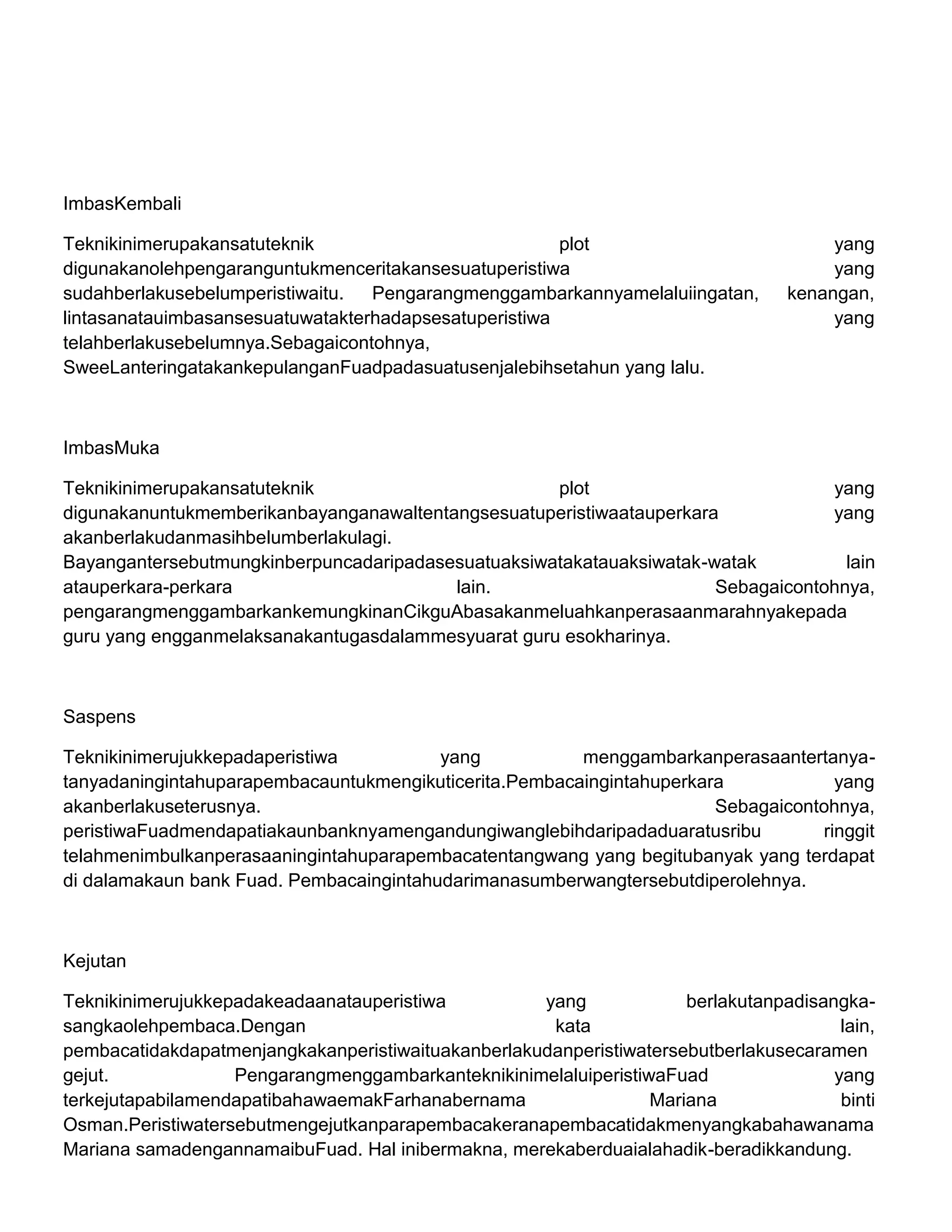 Teknik plot novel ting 1,2 &3 | DOCX