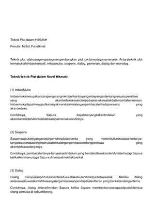 Teknik plot novel ting 1,2 &3 | DOCX