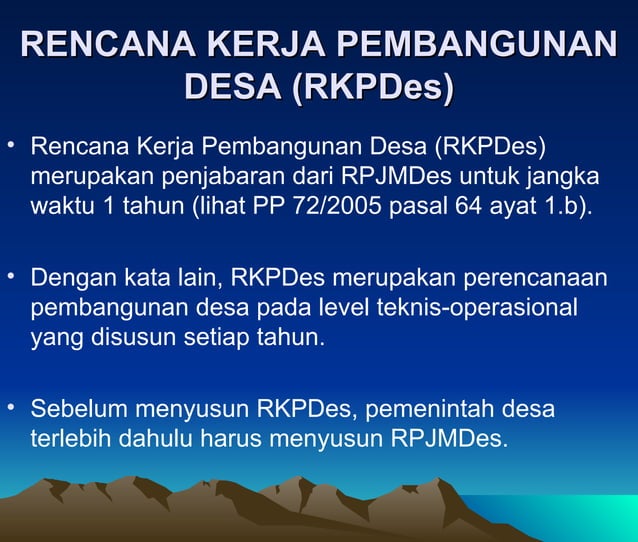 TEKNIK PENYUSUNAN RPJMDES TINGKAT DESA .ppt | Free Download