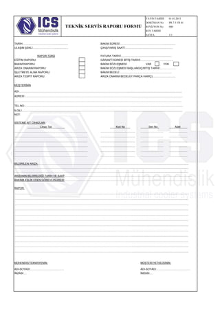Soğutma Teknik Servis Raporu | PDF
