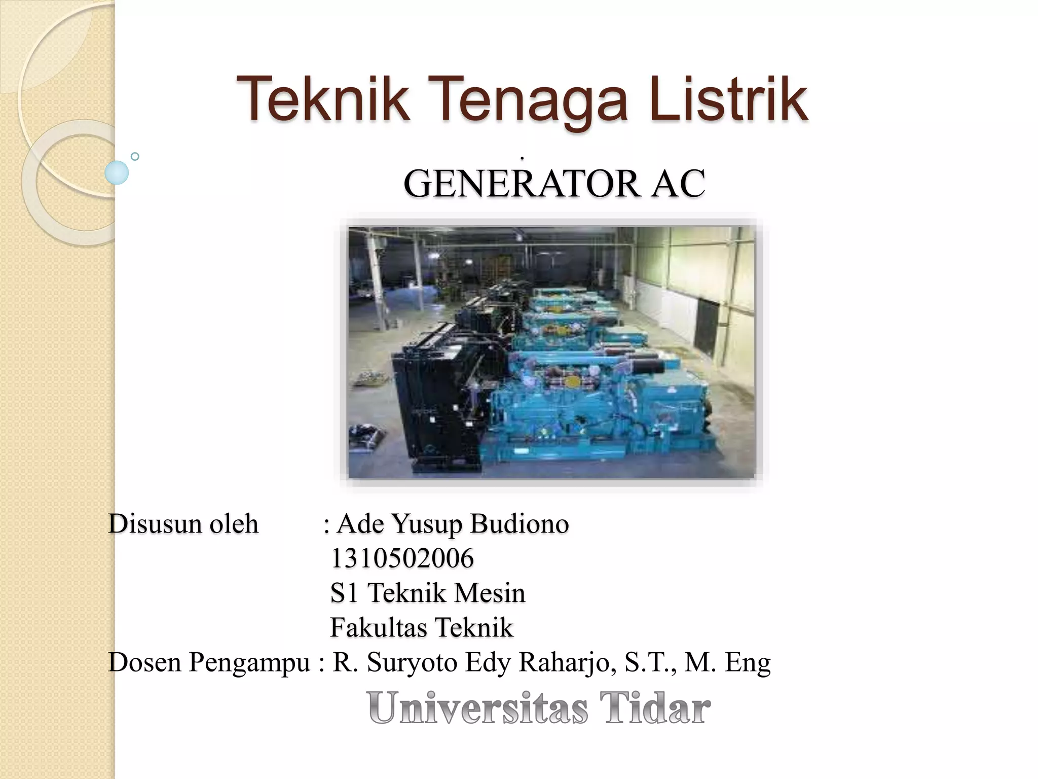 Teknik tenaga listrik generator ac | PPT