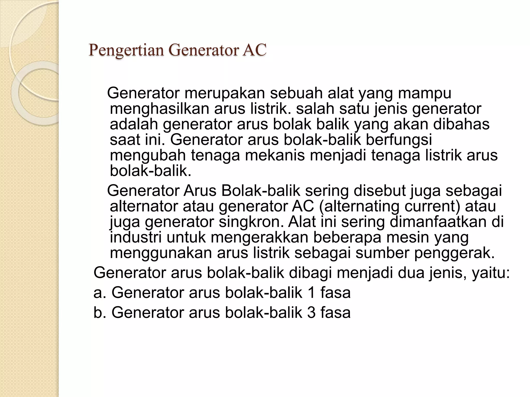 Teknik tenaga listrik generator ac | PPT