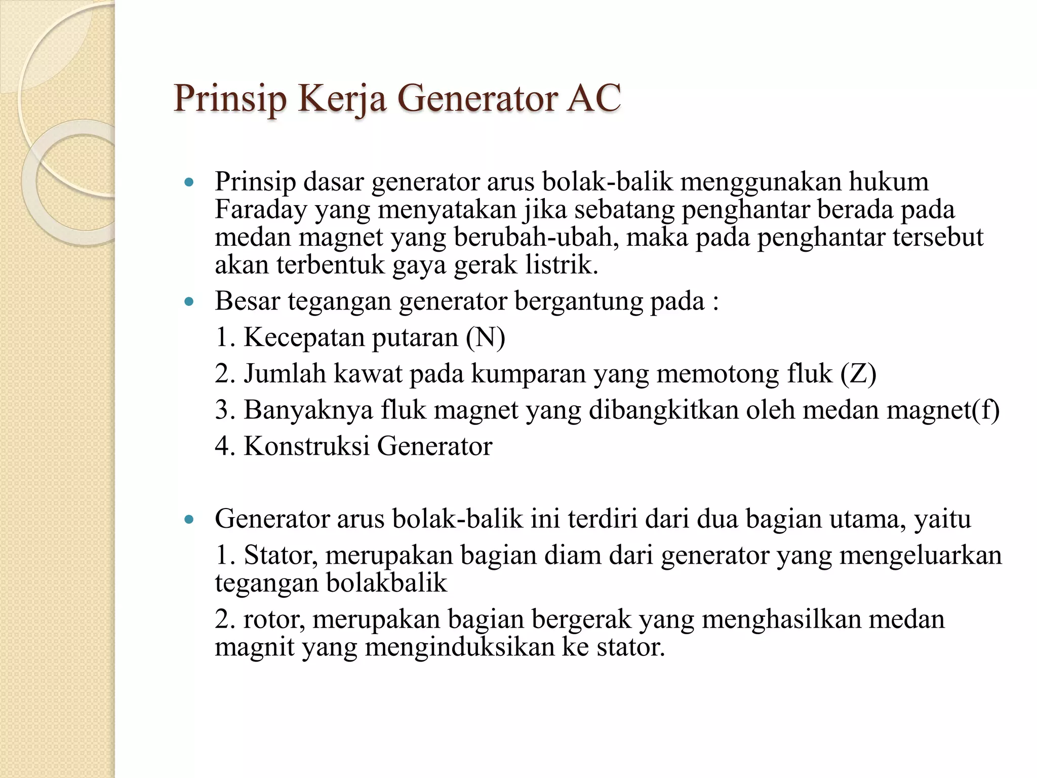 Teknik tenaga listrik generator ac | PPT
