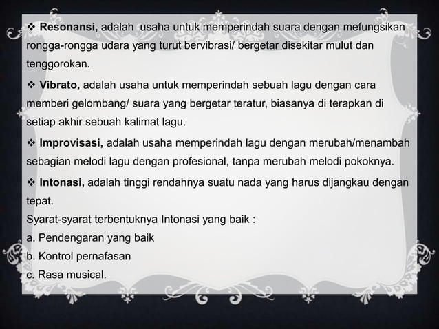 Teknik vokal dan dinamik suara | PPTX