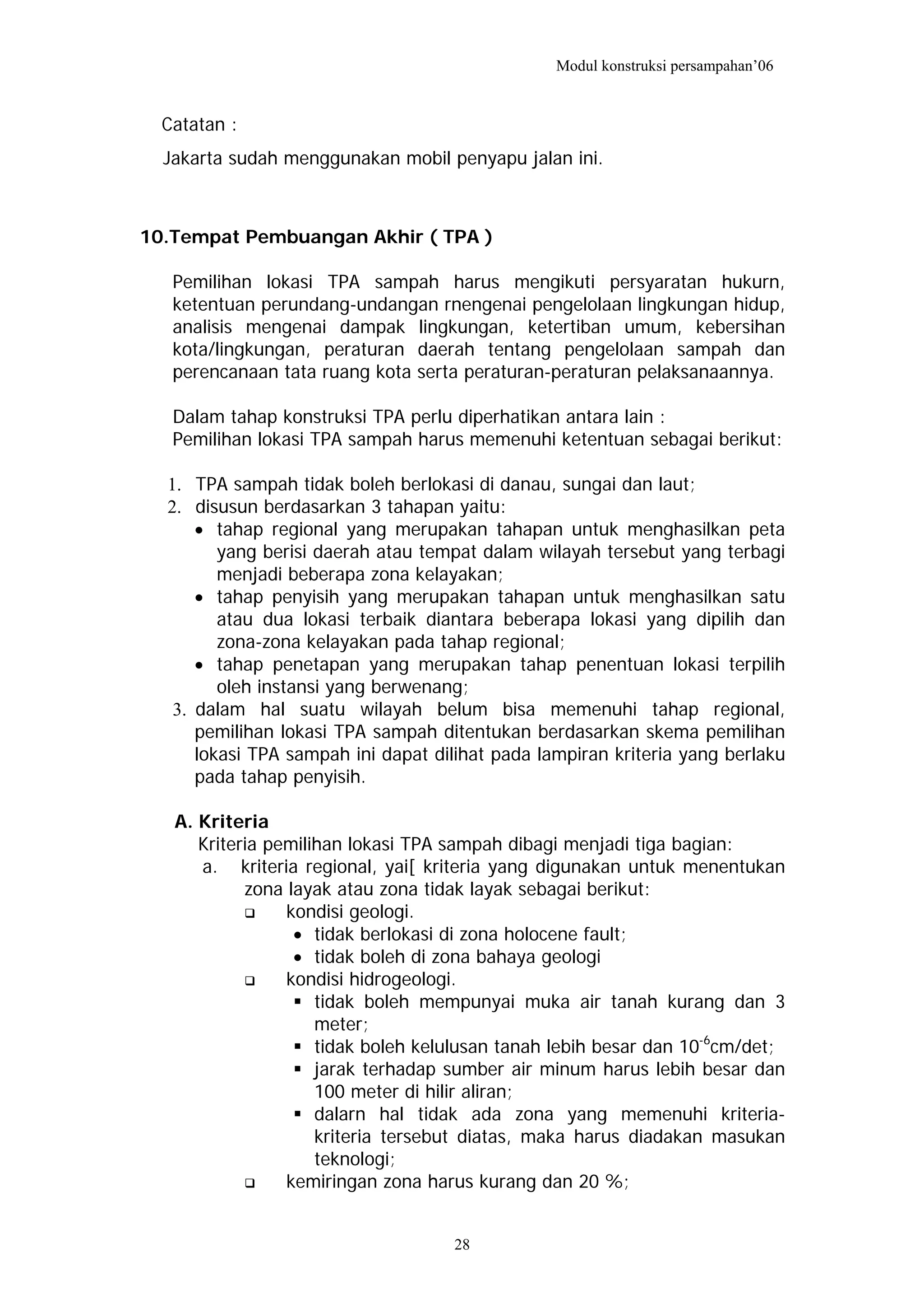 Teknis konstruksi sistem pengelolaan persampahan | PDF