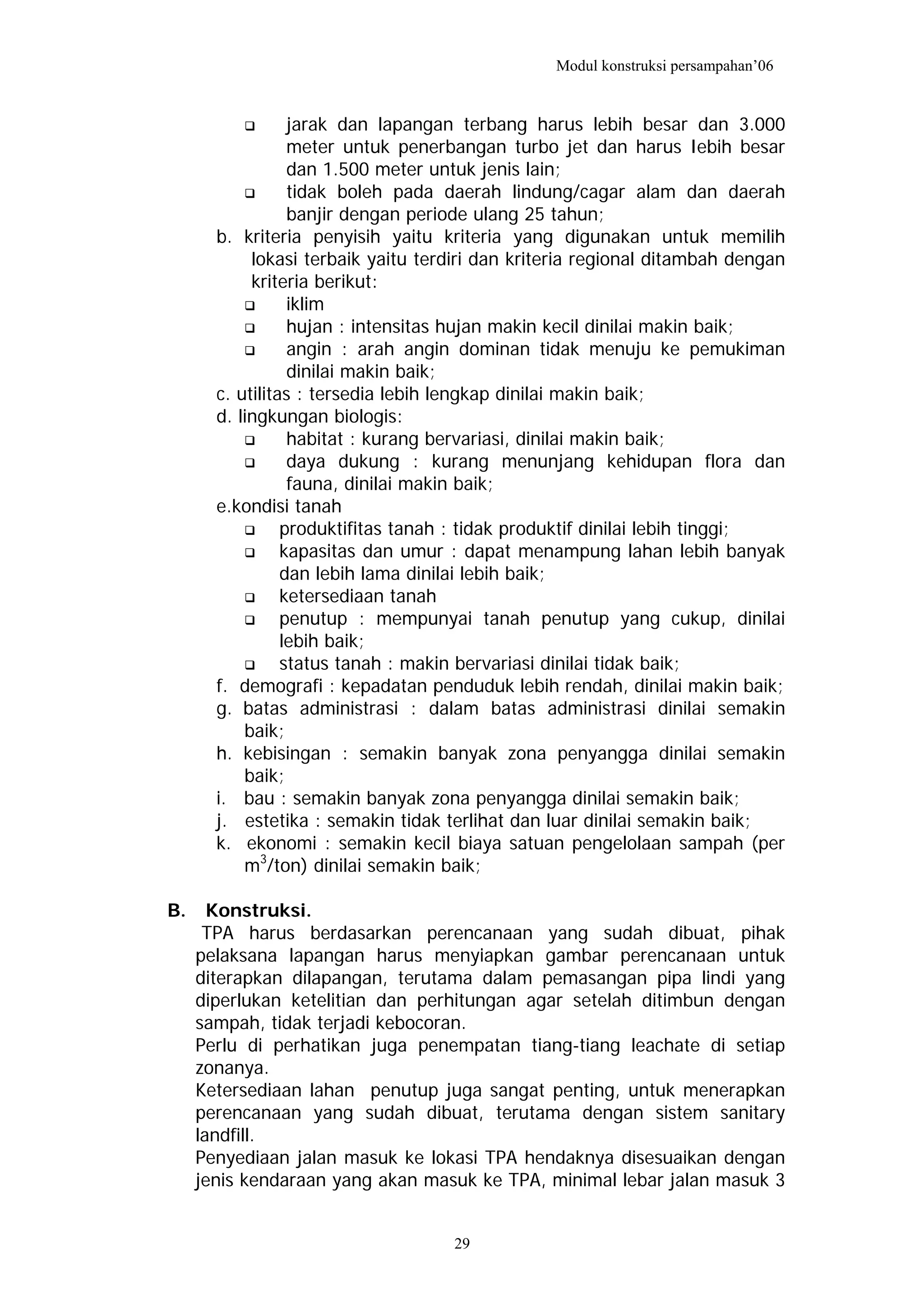 Teknis konstruksi sistem pengelolaan persampahan | PDF