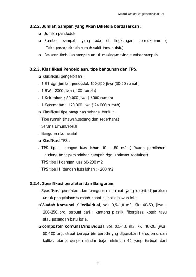 Teknis konstruksi sistem pengelolaan persampahan | PDF