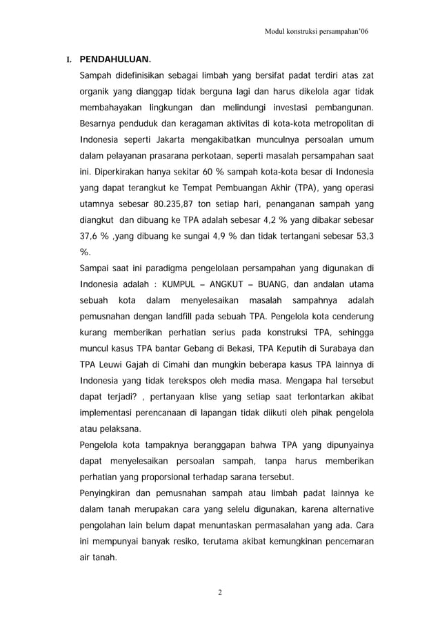 Teknis konstruksi sistem pengelolaan persampahan | PDF