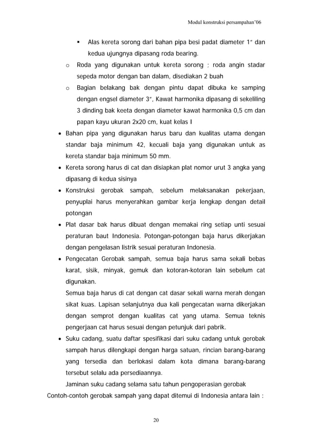 Teknis konstruksi sistem pengelolaan persampahan | PDF