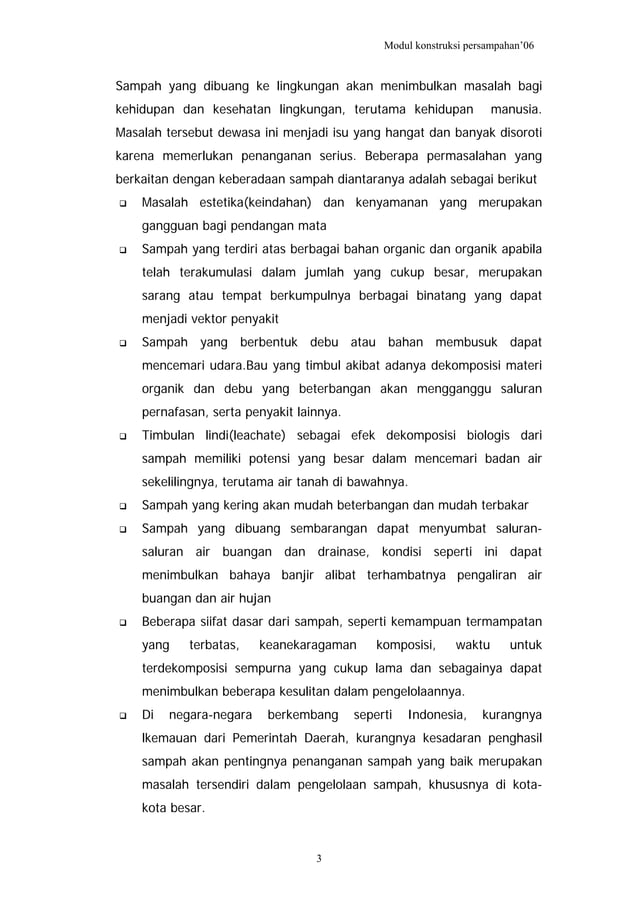 Teknis konstruksi sistem pengelolaan persampahan | PDF