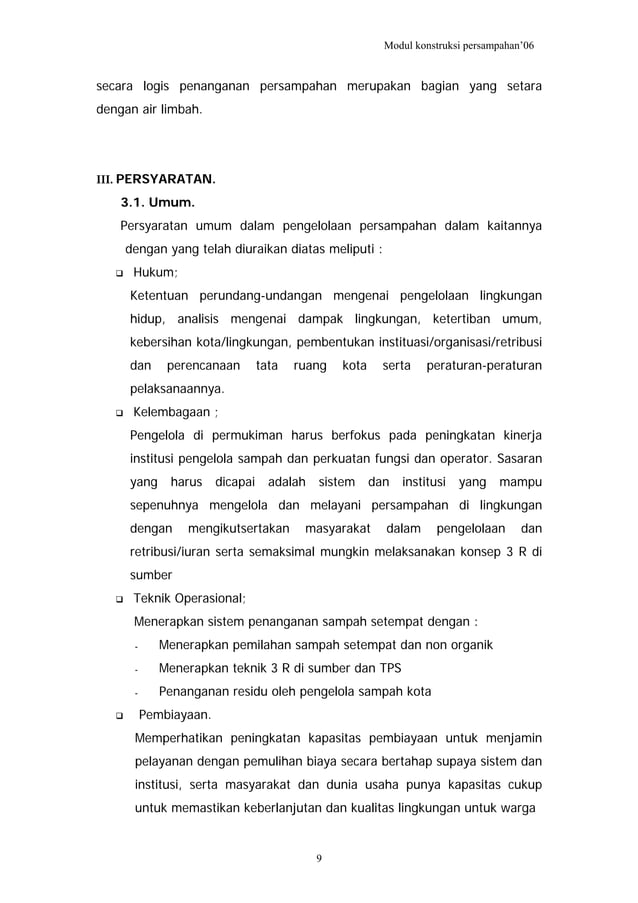 Teknis konstruksi sistem pengelolaan persampahan | PDF